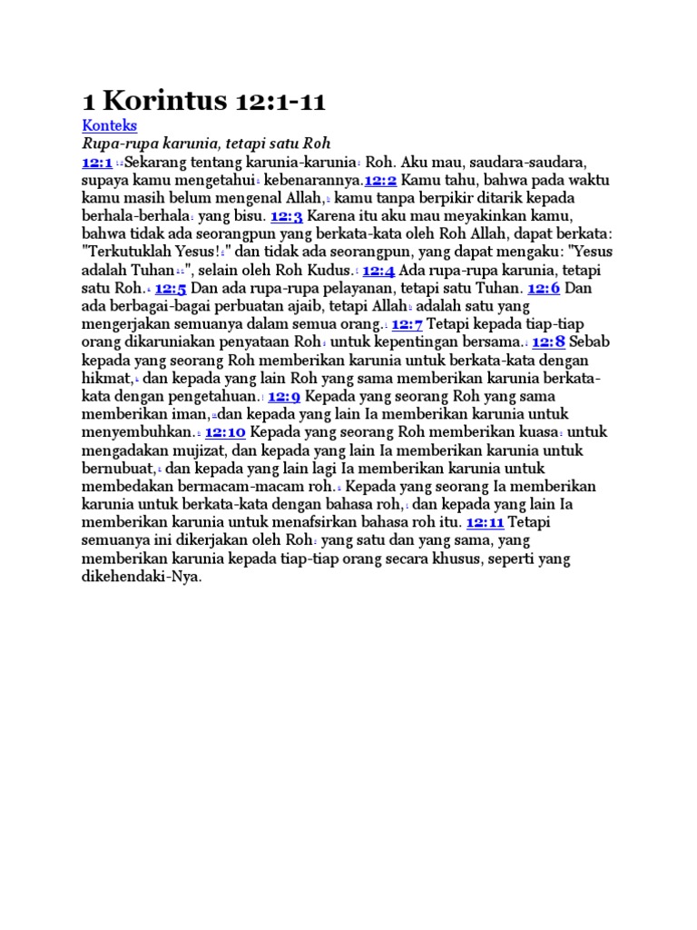 Karunia Roh dalam 1 Korintus 12 | PDF