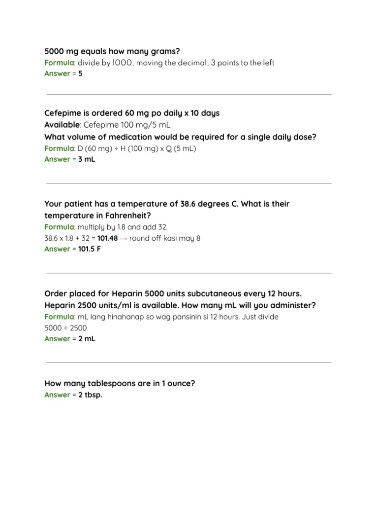 Dosage Calculations Exercises | PDF | Drugs | Clinical Medicine