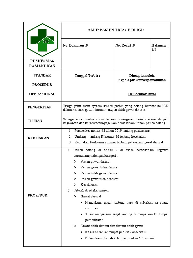 Alur Triage Pasien Igd | PDF