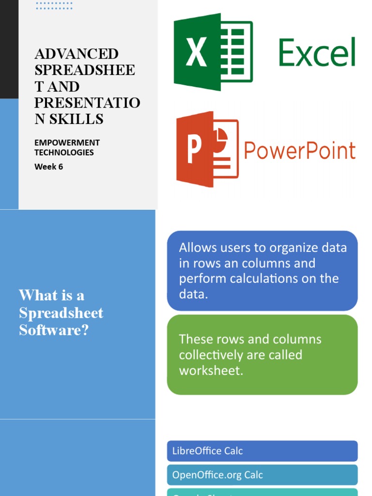 EMP. TECH. Lesson 5 Advanced Spreadsheet and Presentation Skills | PDF ...