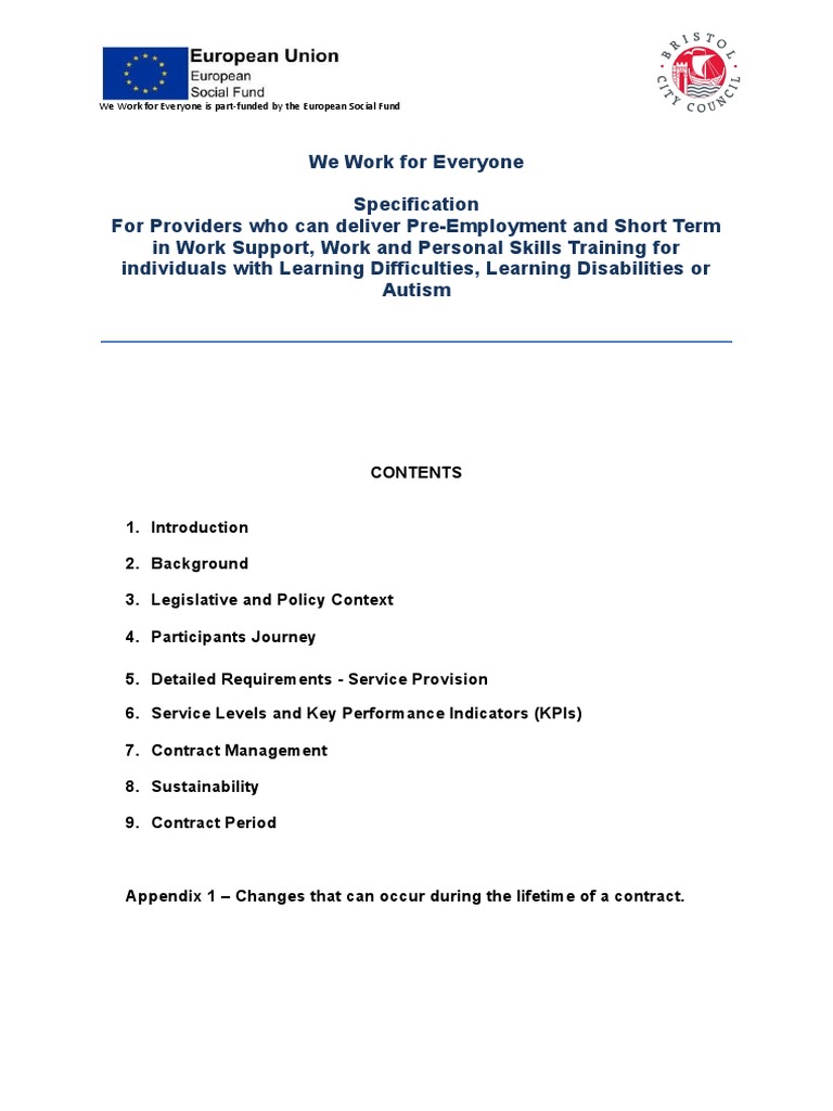 We Work For Everyone - Specification V.F | PDF | Learning Disability ...