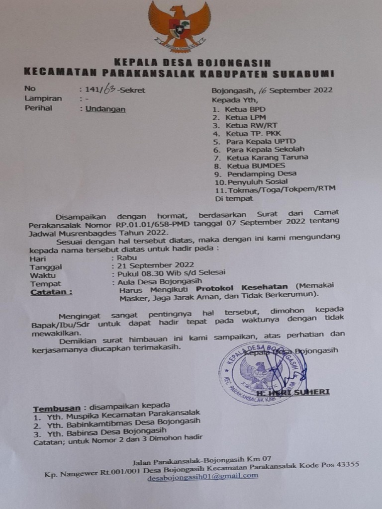 Undangan Musrenbang Desa | PDF