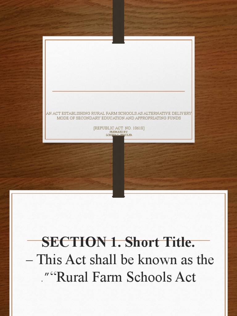 Rural Farm Schools Act | PDF | Curriculum | Secondary Education