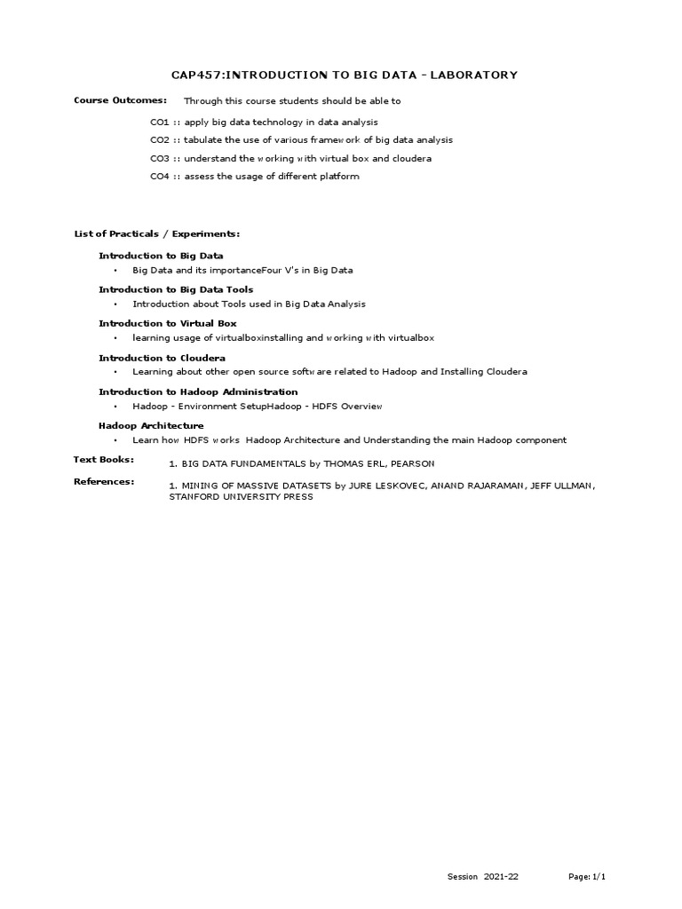 Cap457-Introduction To Big Data - Laboratory | PDF