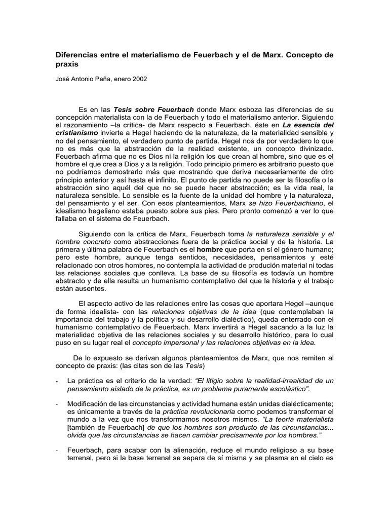 Materialismo de Feuerbach vs. Marx | PDF | Karl Marx | Georg Wilhelm ...