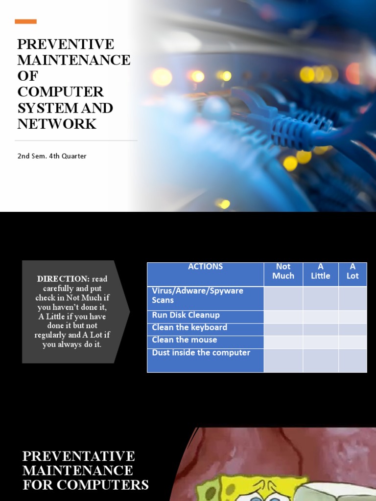 PREVENTIVE MAINTENANCE OF COMPUTER SYSTEM AND NETWORK - Week 8 | PDF | Computer Virus | Software ...