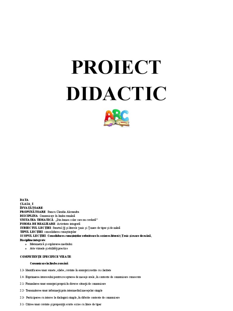 Proiect Didactic Primar | PDF