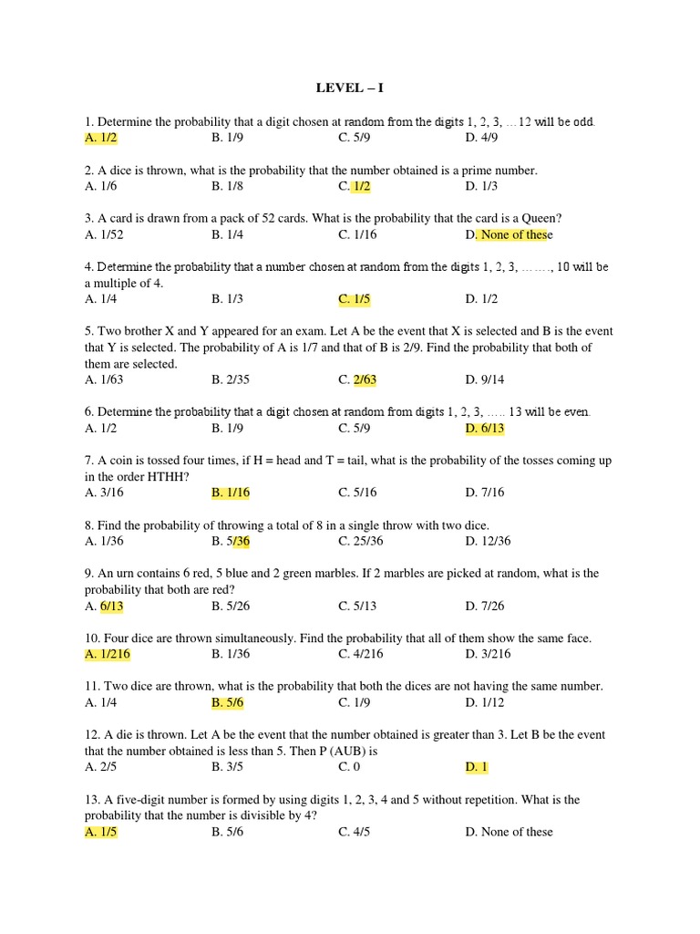 Probabiltiy | PDF | Odds | Probability