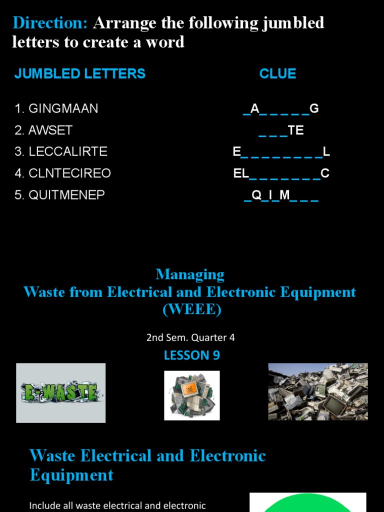 WEEE - Lesson 9 | PDF | Recycling | Home Appliance