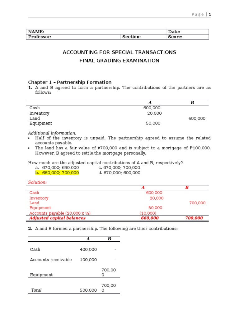 Final Grading Exam Key Answers PDF | PDF | Balance Sheet | Debits And ...