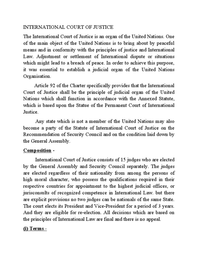Overview of the International Court of Justice | PDF | International ...
