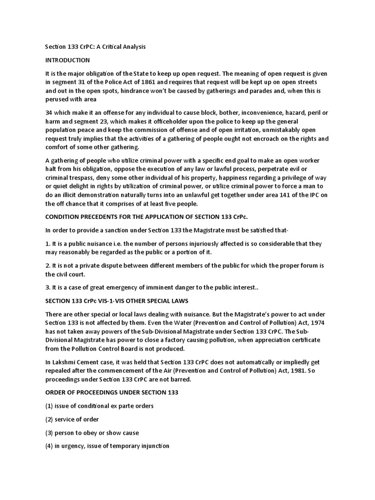 S 133 CRPC PUBNUISANCE | PDF | Nuisance | Magistrate