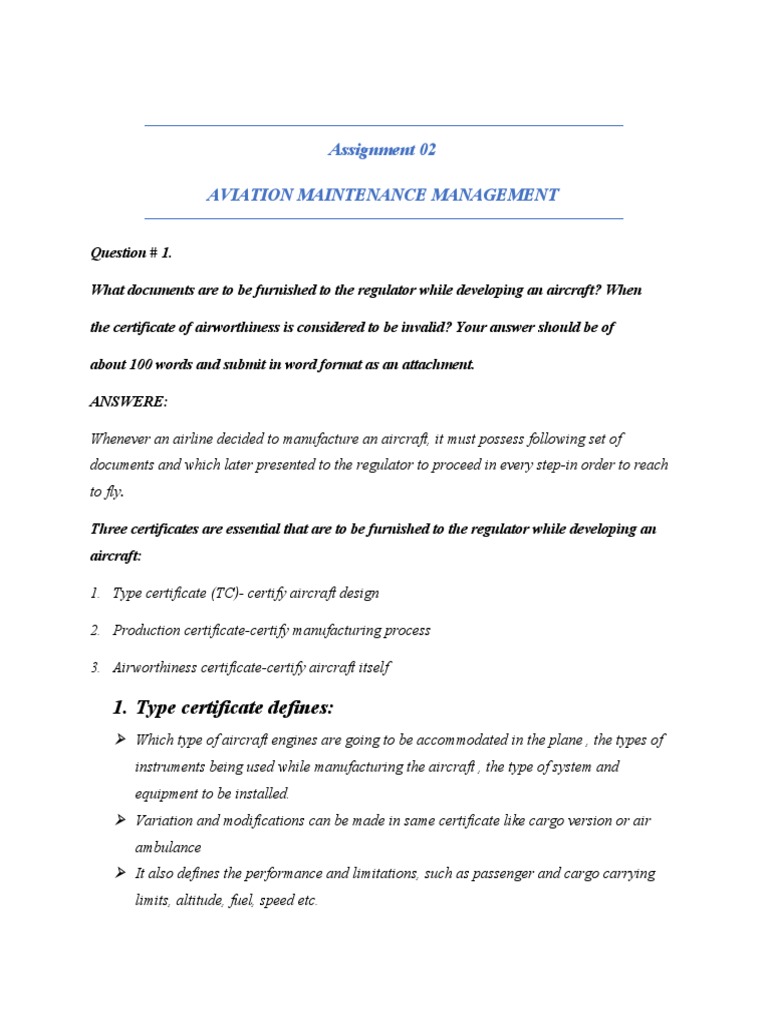 AVIATION MAINTENANCE MANAGEMENT Assignment | PDF | Aviation | Transport