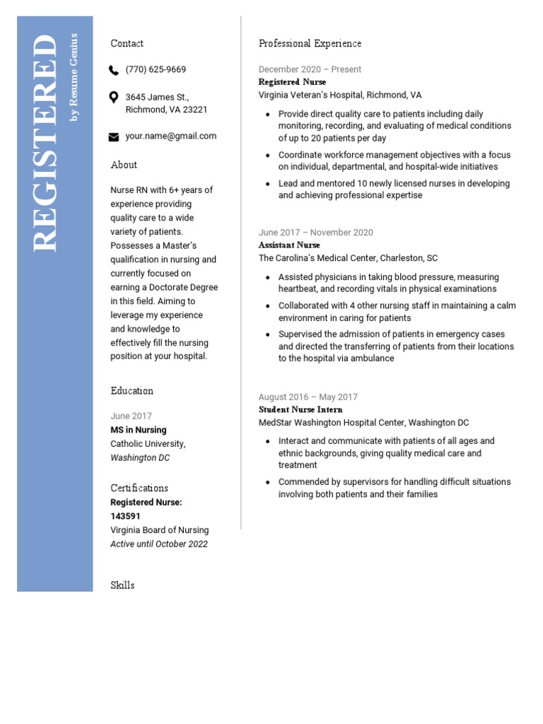 Registered Nurse Resume Example | PDF | Nursing | Résumé