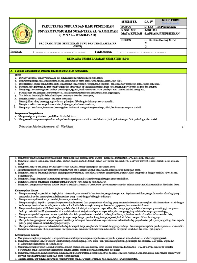 Rps Landasan Pendidikan | PDF