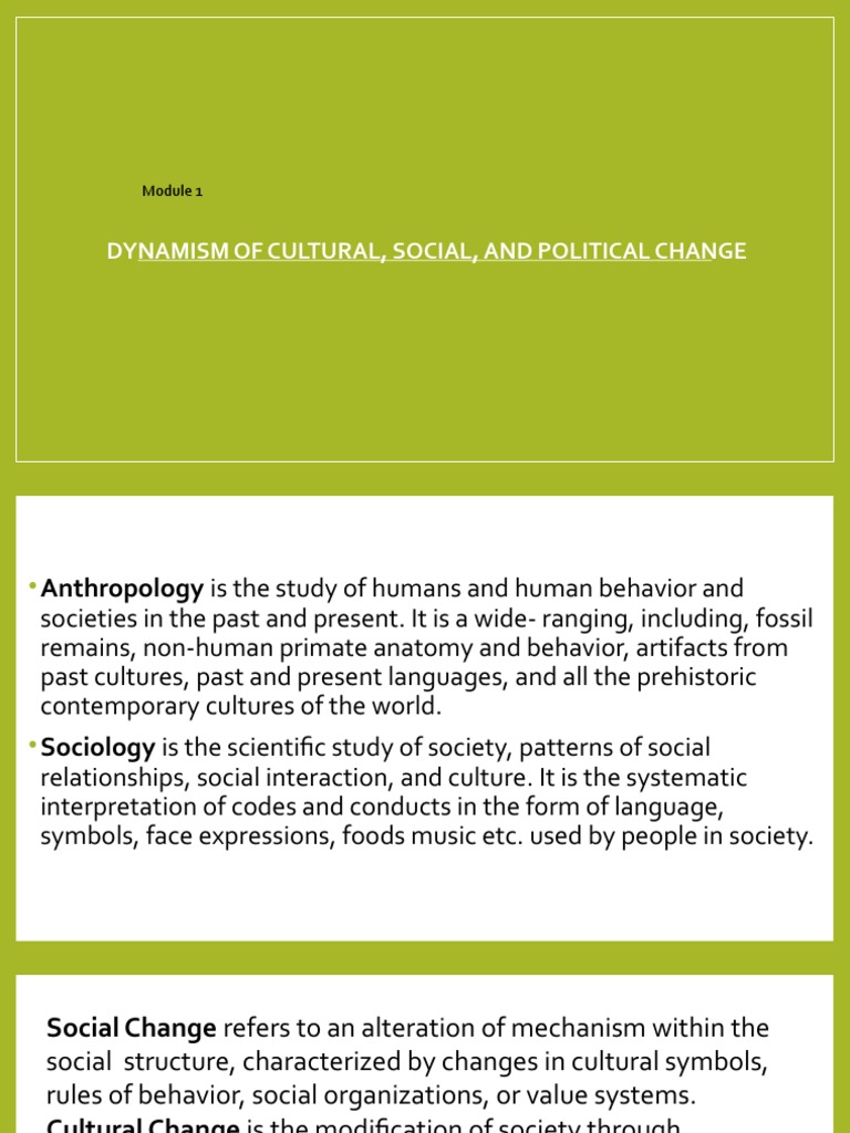 Dynamism of Cultural, Social, and Political | PDF | Sociology ...