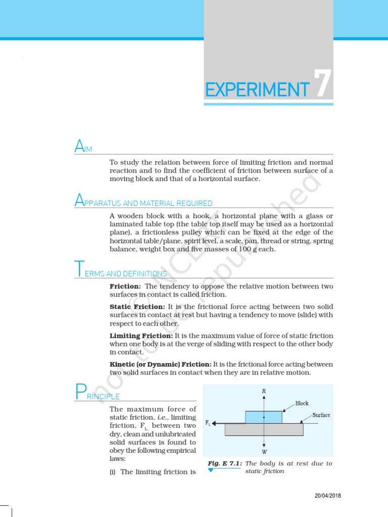 Experiment 7 | PDF | Friction | Force