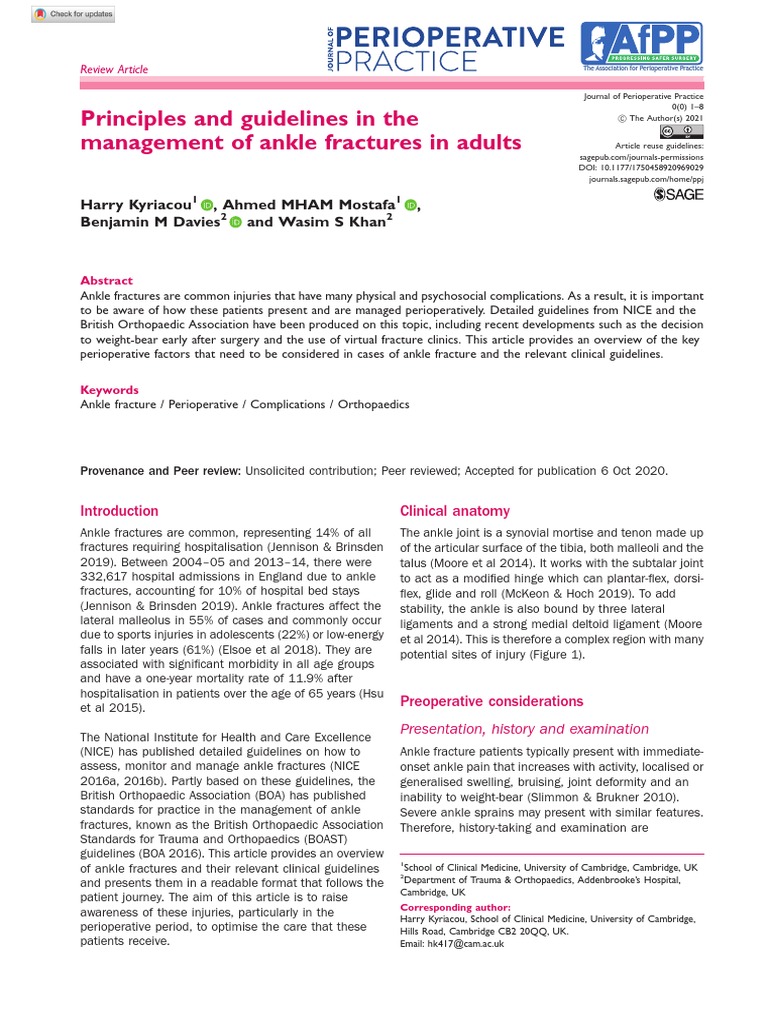 Principles and Guidelines in The Management of Ank | PDF | Ankle | Clinical Medicine