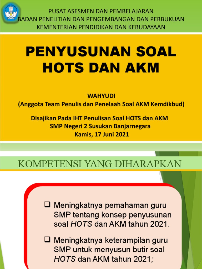 Materi Penyusunan Soal Hots - Akm Akm 2021 | PDF