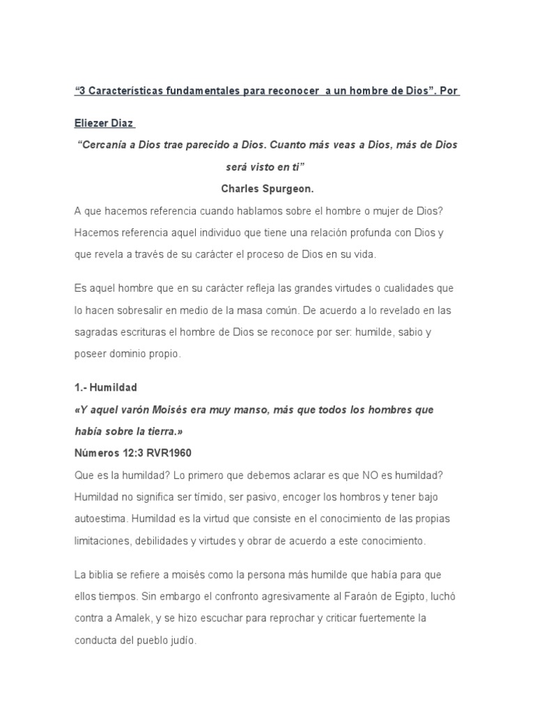 3 Características Fundamentales para Reconocer A Un Hombre de Dios | Descargar gratis PDF ...