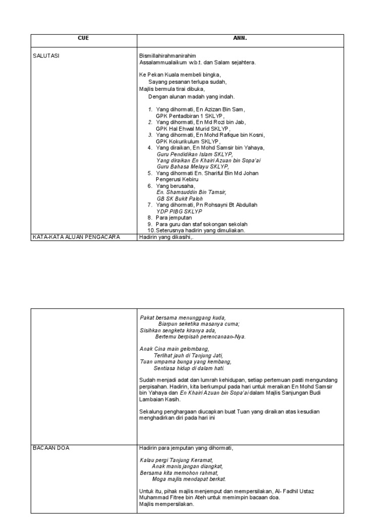 Majlis Sanjungan Budi Ustad Samsir Dan Khairi | PDF