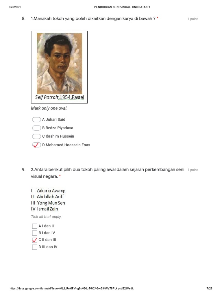 Jawapan Ujian Pertengahan Tahun Psv Tingkatan 1 Google Forms | PDF