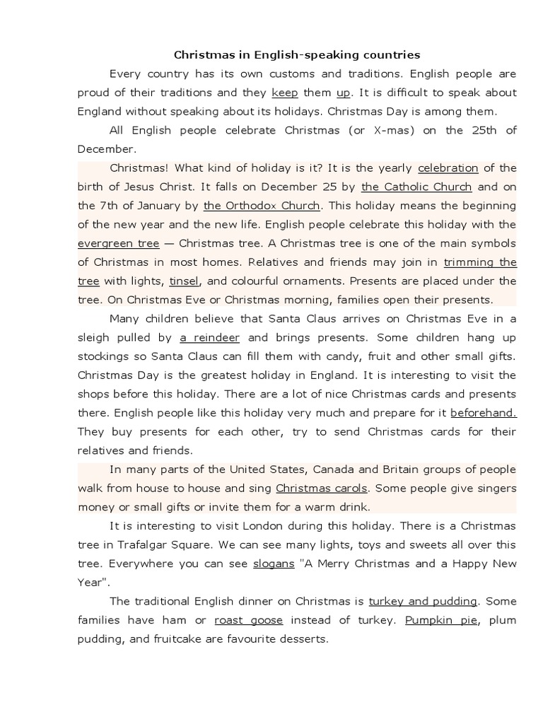 Christmas in English-Speaking Countries | PDF