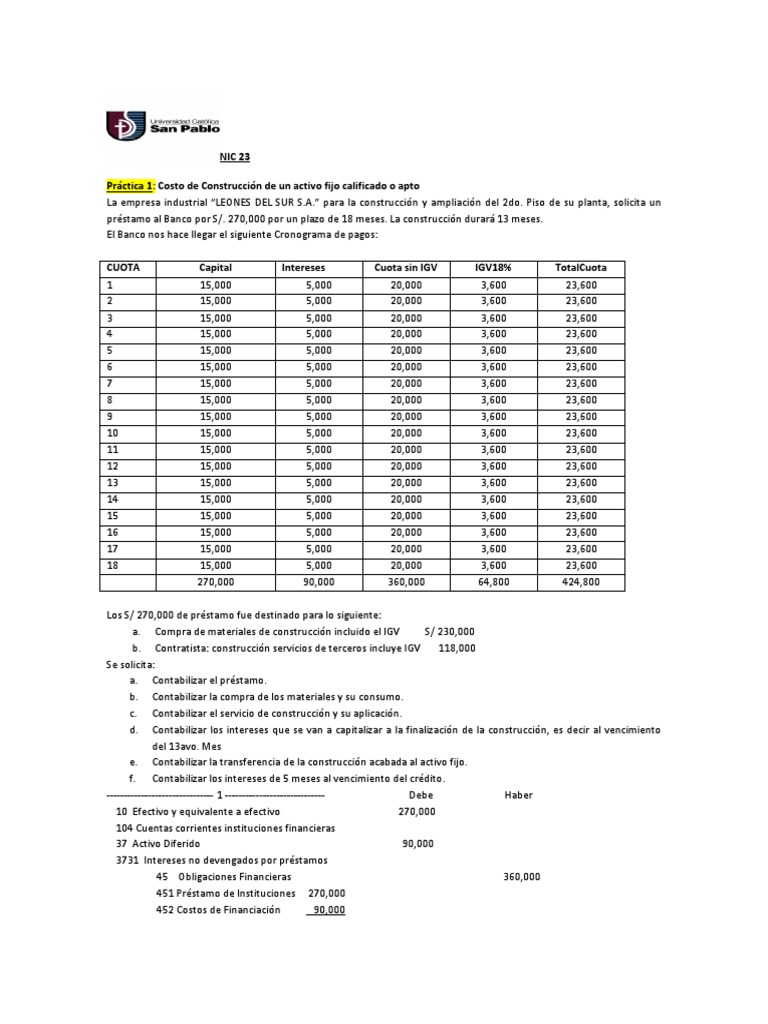 Ejemplo Practico NIC 23-1 | PDF | Bancos | Salario