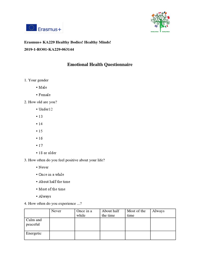 Emotional Health Questionnaire for Youth | PDF