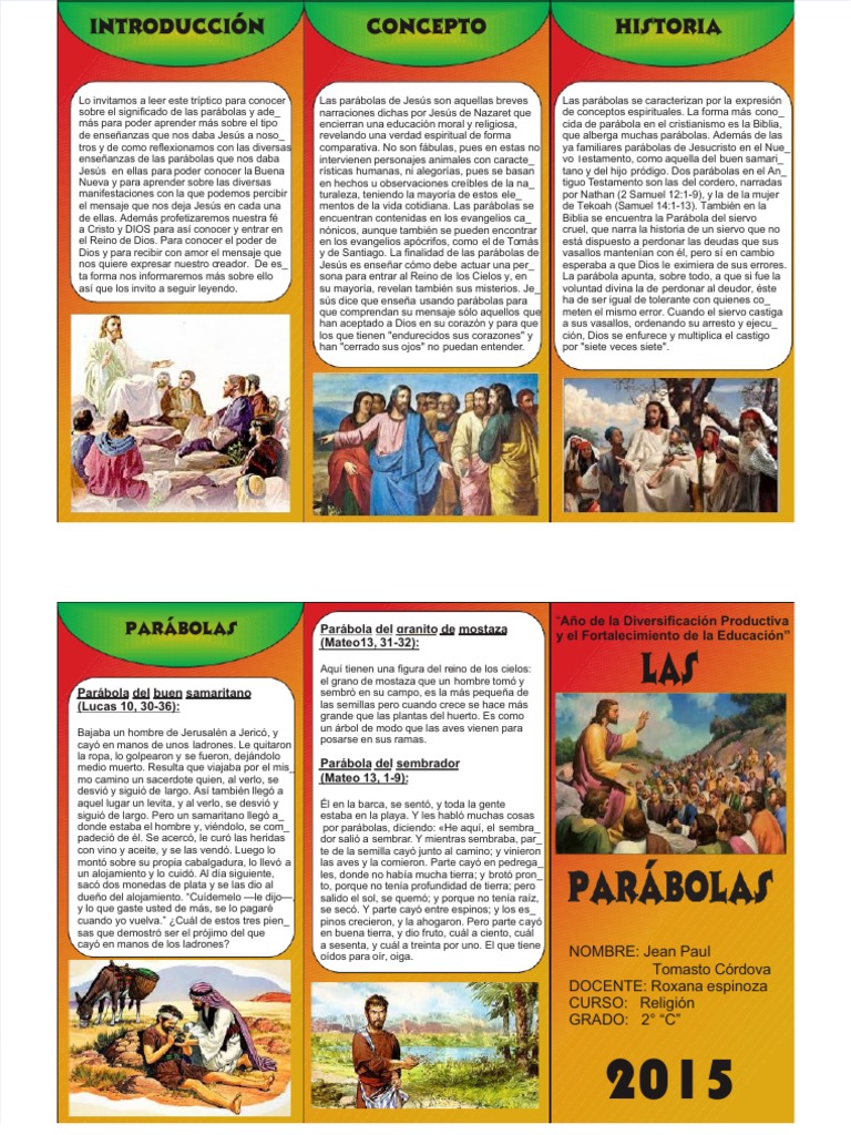 Dokumen - Tips Triptico de Las Parabolas | PDF | Parábolas de Jesús | Jesús