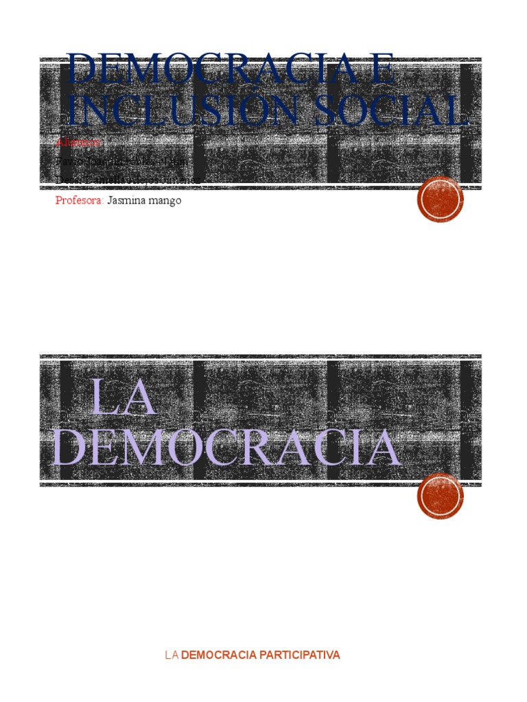 La democracia participativa y su relación con la inclusión social | PDF