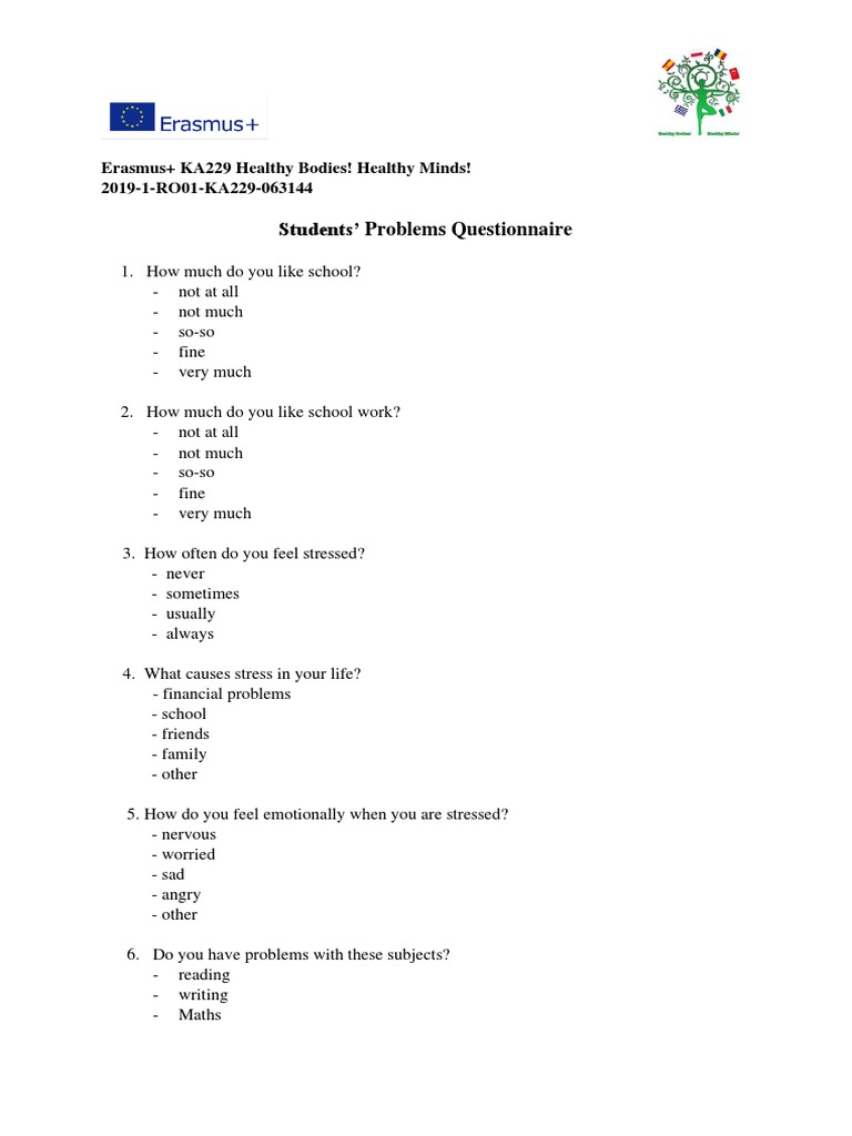 Students Problems Questionnaire | PDF | Teachers | Behavior Modification