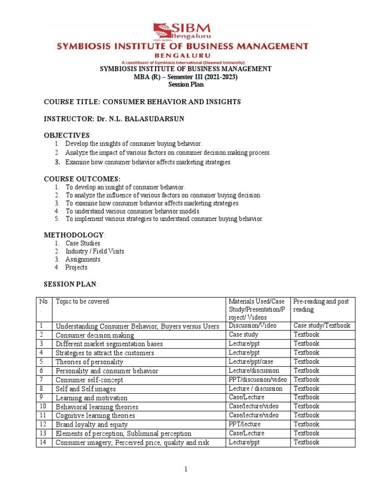 Consumer Behavior Course Overview | PDF | Consumer Behaviour | Behavior