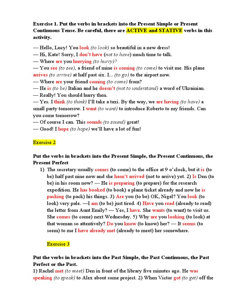 Present and Past Revision 9A | PDF | Grammar | Linguistics
