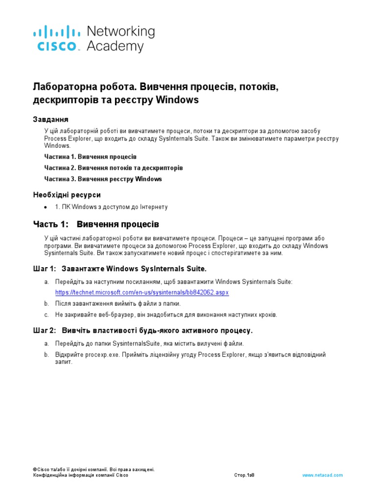 3.2.11 Lab - 3.2.11 Lab - Exploring Processes, Threads, Handles, and Windows Registry | PDF