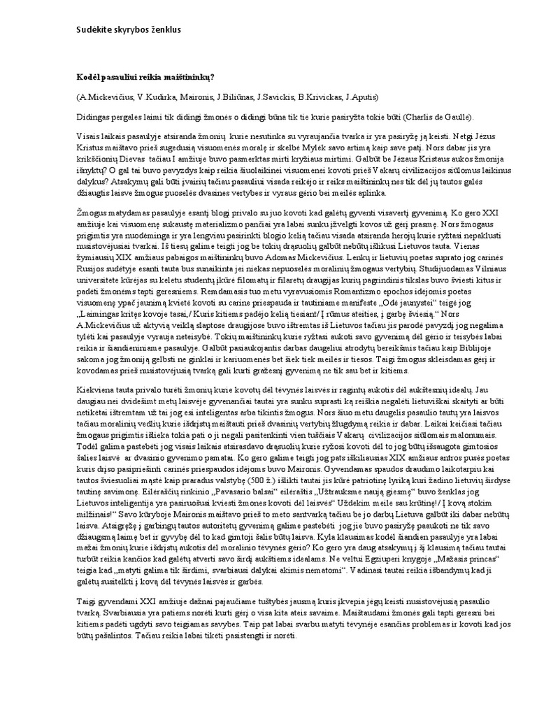 Kodėl Pasauliui Reikia Maištininkų Skyryba | PDF