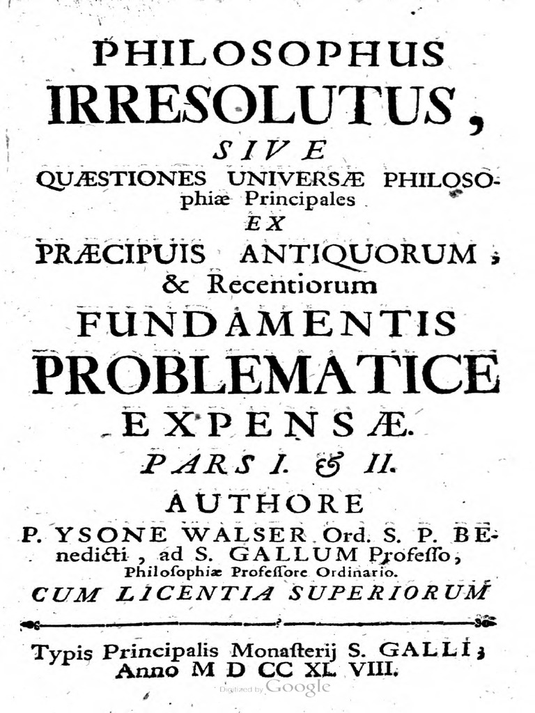 Philosophus Irresolutus Sive Quaestiones | PDF