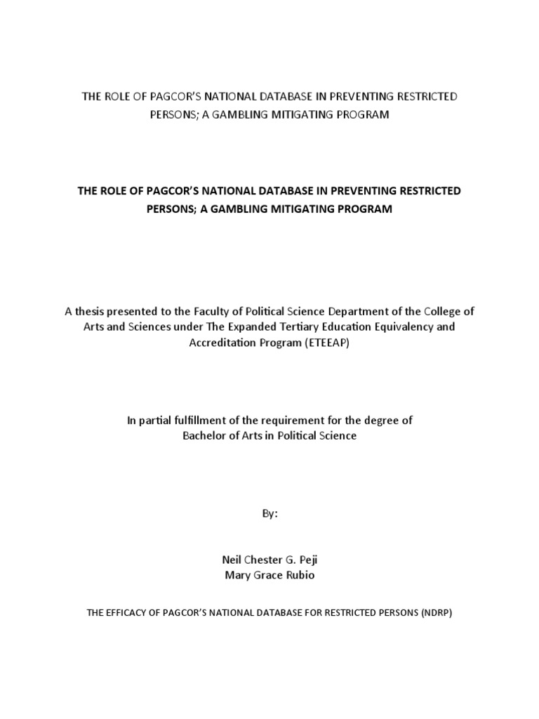 The Role of Pagcor's NDRP | PDF | Justice | Crime & Violence