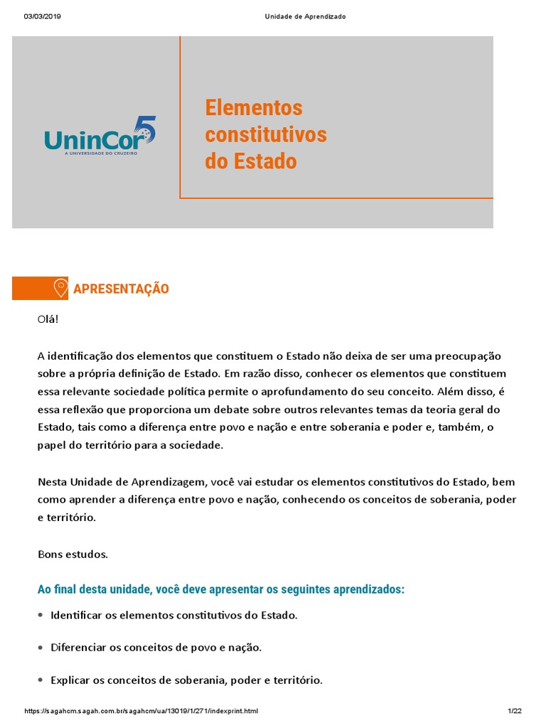 Elementos Constitutivos Do Estado | PDF | Estado | Aprendizado