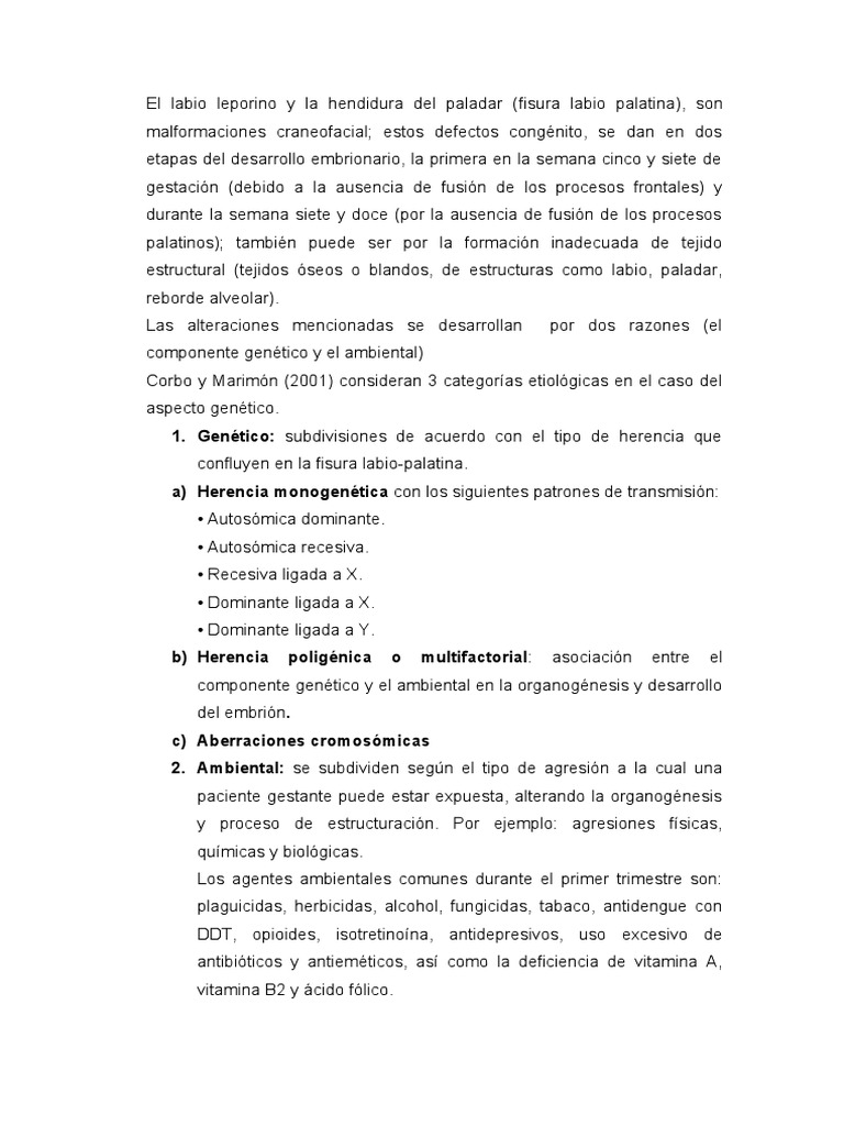 El Labio Leporino y La Hendidura Del Paladar | PDF | Enfermedades y ...