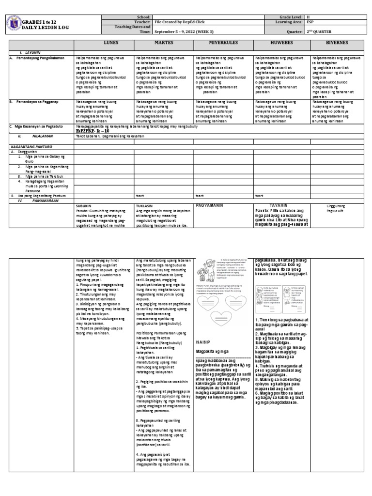 DLL - Esp 2 - Q2 - W3 | PDF