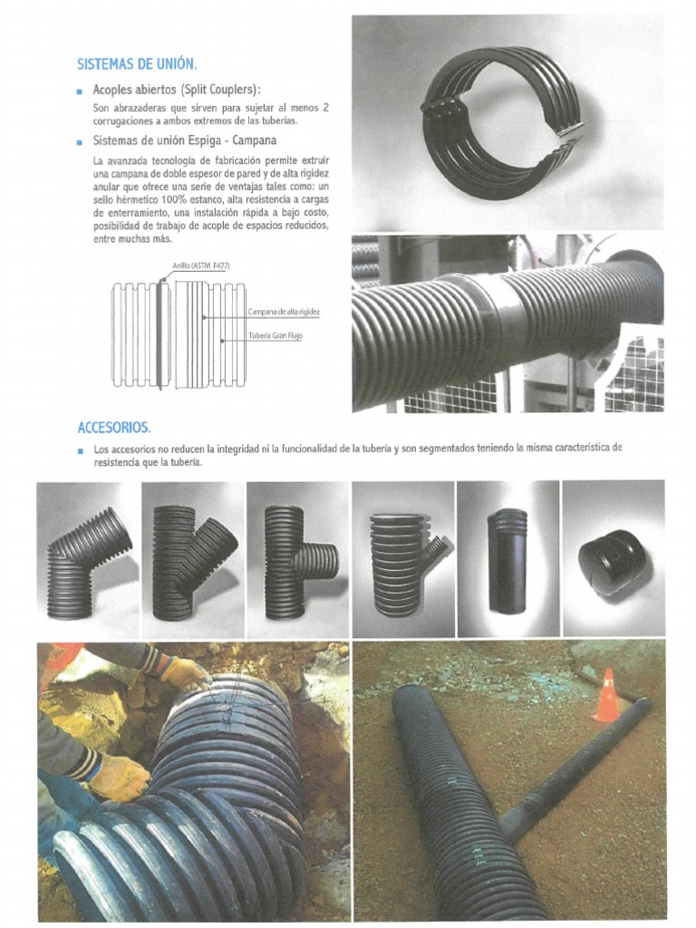 Sistemas de Union y Accesorios de Tuberias Corrugadas | PDF