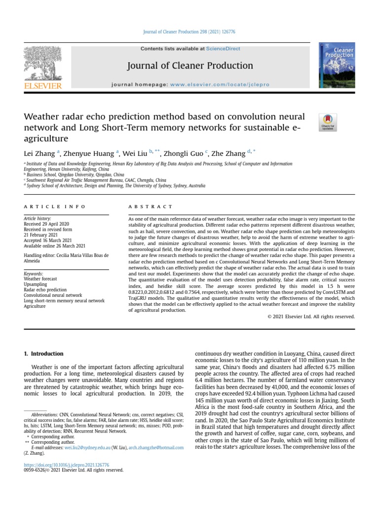 Weather Radar Echo Prediction Method Based On Convolution Neural | Download Free PDF ...