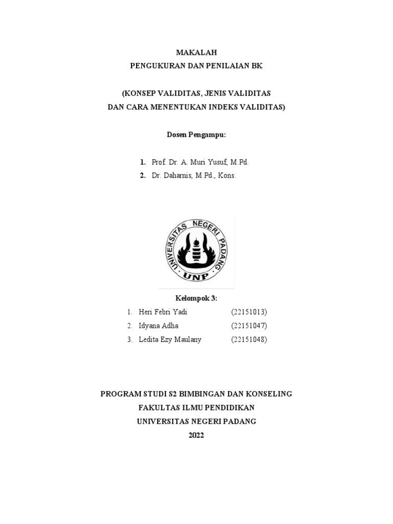 Validitas: Konsep, Jenis, dan Indeks | PDF