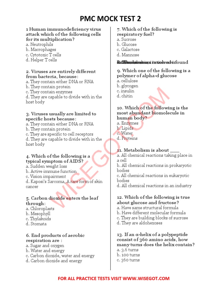 Mock Test 2 by Wisegot | PDF | Waves | Enzyme