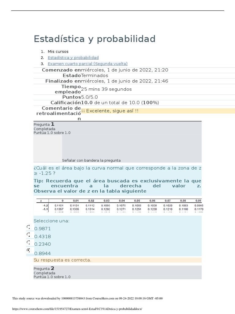 Examen Sem4 Estad Stica y Probabilidad | PDF | Desviación Estándar | Estadísticas