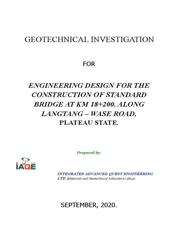 Report of Geotechnical Investigation For The Construction of Bridge at KM 18+200 Along Langtang ...
