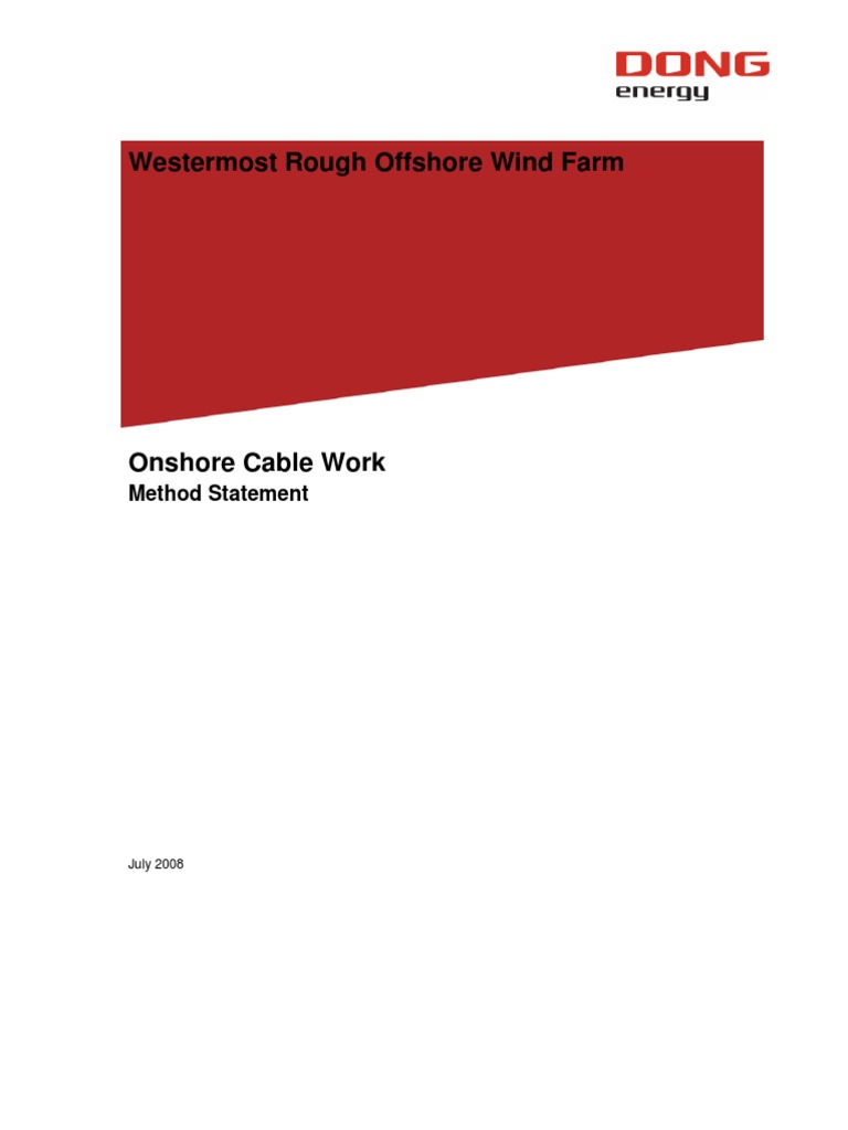Onshore Cable Work Method Statement | PDF | Road | Cable