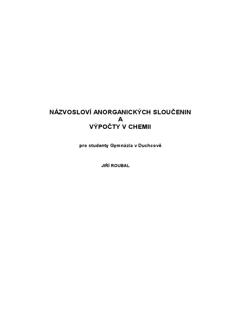Nazvoslovi Vypocty | PDF