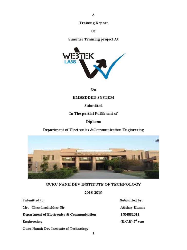 Summer Training Report On Embedded System (Atishay Kumar) | PDF | Microcontroller | Embedded System